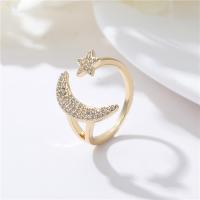 China Jiexing Trendy Finger Rings 14K Gold Plated Adjustable Fashion OL Color Zirconia Minimalist Love Belt Opening Ring for sale