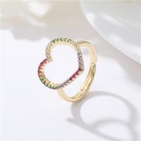 China Jiexing Trendy Finger Rings 14K Gold Plated Adjustable Fashion OL Color Zirconia Minimalist Love Belt Opening Ring for sale