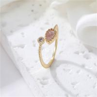 China Jiexing Trendy Finger Rings 14K Gold Plated Adjustable Fashion OL Color Zirconia Minimalist Love Belt Opening Ring for sale