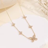 China Hot Selling Fashion Gold Plated European American Light Luxury Butterfly Inlaid Diamond Pendant Necklace Zircon Collarbone Chain for sale