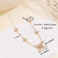 China Hot Selling Fashion Gold Plated European American Light Luxury Butterfly Inlaid Diamond Pendant Necklace Zircon Collarbone Chain for sale