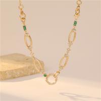 China Fashionable Green Zircon Connecting Buckle Necklace Irregular Splicing Necklace Women's Necklace for sale