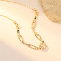 China Fashionable Green Zircon Connecting Buckle Necklace Irregular Splicing Necklace Women's Necklace for sale