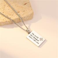 China Fashionable Stainless Steel Jewelry Necklace Engraved Letters Charm Stainless Steel Necklace Couple Gift Tag Cuban Chain for sale