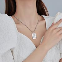 China Fashionable Stainless Steel Jewelry Necklace Engraved Letters Charm Stainless Steel Necklace Couple Gift Tag Cuban Chain for sale