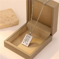China Fashionable Stainless Steel Jewelry Necklace Engraved Letters Charm Stainless Steel Necklace Couple Gift Tag Cuban Chain for sale