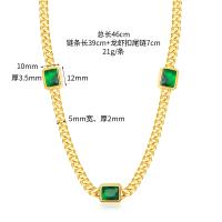 China High Quality Jewelry 14K Gold Plated Brass Men and Women Gold Plated Palladium Cuban Chain Green White Black Zircon Necklace for sale