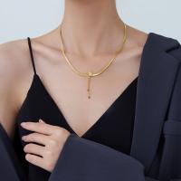 China Factory Snake Bone Stainless Steel Chain Letter H Pendant Bow Necklace PVD Gold Plated Jewelry Necklace Tassel Design for Women for sale