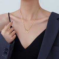 China Factory Snake Bone Stainless Steel Chain Letter H Pendant Bow Necklace PVD Gold Plated Jewelry Necklace Tassel Design for Women for sale