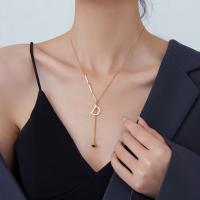 China Factory Snake Bone Stainless Steel Chain Letter H Pendant Bow Necklace PVD Gold Plated Jewelry Necklace Tassel Design for Women for sale