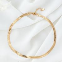 China Wholesale Trendy Brass 14K Gold Plated Flat Snake Bone Necklace Chains for sale