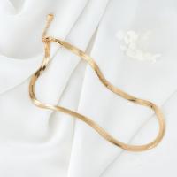 China Wholesale Trendy Brass 14K Gold Plated Flat Snake Bone Necklace Chains for sale