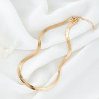 China Wholesale Trendy Brass 14K Gold Plated Flat Snake Bone Necklace Chains for sale