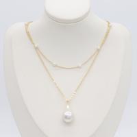China Statement Minimalist Ladies Gold Plated Jewelry Paper Clip Pearl Pendant Long Necklace Wholesale for sale
