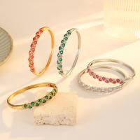 China Jewelry Round Brass CZ 18K Gold Plated Palladium Zircon Retro Opened Bracelet for sale