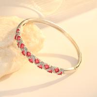 China Jewelry Round Brass CZ 18K Gold Plated Palladium Zircon Retro Opened Bracelet for sale