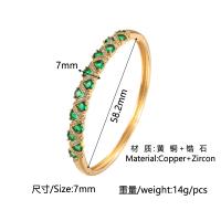 China Jewelry Round Brass CZ 18K Gold Plated Palladium Zircon Retro Opened Bracelet for sale