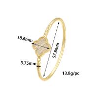 China Brass Plated 14K Gold Palladium Sliver Can Be Opened Diamond Studded Clover Bangles Fashion Jewelry CZ Bracelet for sale