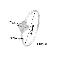 China Brass Plated 14K Gold Palladium Sliver Can Be Opened Diamond Studded Clover Bangles Fashion Jewelry CZ Bracelet for sale