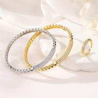 China Fashion Hot Selling New Interlocking Full Diamond Inlaid Adjustable Ring Sparkling Bracelet Set Jewelry Wholesale for sale