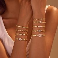 China 2025 Jewelry Accessories 14K Gold Plated Brass Zircon Eye Palladium Gold Geometric Ladies Toggle Clasp Link Chain Bracelet for sale