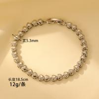 China 2025 Jewelry Accessories 14K Gold Plated Brass Zircon Eye Palladium Gold Geometric Ladies Toggle Clasp Link Chain Bracelet for sale