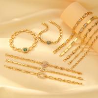 China Personalized Trendy 14K Gold Plated Brass Zircon Devil's Eye Palladium Gold Geometric Ladies Toggle Clasp Link Chain Bracelet for sale