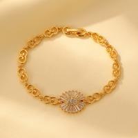 China Personalized Trendy 14K Gold Plated Brass Zircon Devil's Eye Palladium Gold Geometric Ladies Toggle Clasp Link Chain Bracelet for sale