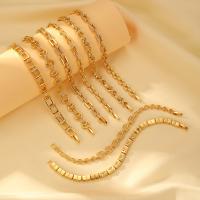China Personalized Trendy Jewelry 14K Gold Plated Brass Zircon Palladium Gold Geometric Ladies Toggle Clasp Link Chain Bracelet for sale