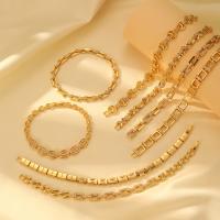 China Personalized Trendy Jewelry 14K Gold Plated Brass Zircon Palladium Gold Geometric Ladies Toggle Clasp Link Chain Bracelet for sale