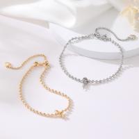 China 14K Gold Plated Brass Silver Ball Chain Jewelry Bracelet Adjustable Universal Chain Bracelet for sale