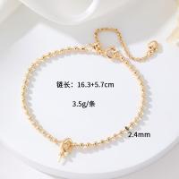 China 14K Gold Plated Brass Silver Ball Chain Jewelry Bracelet Adjustable Universal Chain Bracelet for sale
