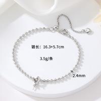 China 14K Gold Plated Brass Silver Ball Chain Jewelry Bracelet Adjustable Universal Chain Bracelet for sale