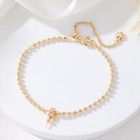 China 14K Gold Plated Brass Silver Ball Chain Jewelry Bracelet Adjustable Universal Chain Bracelet for sale