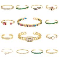 China 2026 New Fashion Zircon Bracelet 14K Gold Adjustable Bangles Colored Zircon Devil's Eye Heart Shaped Gemstone Bangles for sale