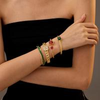 China 2026 New Fashion Zircon Bracelet 14K Gold Adjustable Bangles Colored Zircon Devil's Eye Heart Shaped Gemstone Bangles for sale