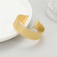 China Fashion Brass 14K Gold Plated Jewelry Bangle Embossed Woven Bracelet Metal Bangle With Adjustable Opening for Women Gift for sale