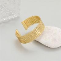 China Fashion Brass 14K Gold Plated Jewelry Bangle Embossed Woven Bracelet Metal Bangle With Adjustable Opening for Women Gift for sale