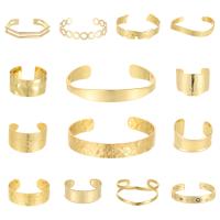China Hot Selling Brass 14K Gold Plated Irregular Exaggerate Multi Layer Hammered Texture Fashion Jewelry Adjustable Bracelet Supplier for sale