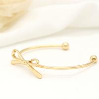 China Factory Wholesale Fashion Jewelry Bracelet Brass 14K Gold Plated Bow Knot Opening Cuff  Bangle for Ladies for sale