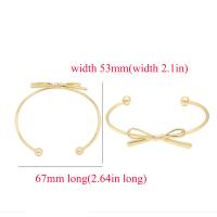 China Factory Wholesale Fashion Jewelry Bracelet Brass 14K Gold Plated Bow Knot Opening Cuff  Bangle for Ladies for sale