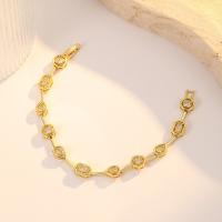 China Hot Selling Fashion Gold Plated Brass Jewelry Bracelet Minimalist Style Women's Hollow Oval Heart Geometric Designs with Zircon for sale
