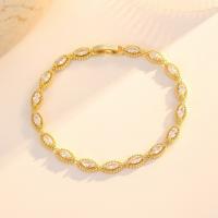 China Hot Selling Fashion Gold Plated Brass Jewelry Bracelet Minimalist Style Women's Hollow Oval Heart Geometric Designs with Zircon for sale