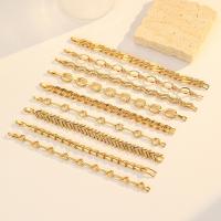 China Personalized Trendy Jewelry 18K Gold Plated Brass Zircon Palladium Gold Geometric Ladies Toggle Clasp Link Chain Bracelet for sale