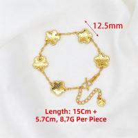 China Personalized Trendy Jewelry 14K Gold Plated Brass Zircon Gold Four Leaf Clover Ladies  Link Chain Clover Bracelet for sale