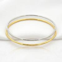 China Thin Plain Bangle Set 14K Gold Plated Brass Stackable Silver Gold Two Tone Circle Bracelet Anti Tarnish Jewelry for sale