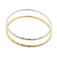 China Thin Plain Bangle Set 14K Gold Plated Brass Stackable Silver Gold Two Tone Circle Bracelet Anti Tarnish Jewelry for sale