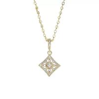 China Gioielli Di Moda Popolare Placcato Oro 14k Collana Di Zircon Da Sposa in Rame Placcato Oro Collana All'ingrosso for sale