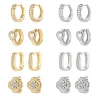 China New Arrival Full Rhinestone Heart Clover Hoop Earrings for Women 14K Gold Plated Fashion Jewelry Trendy Cross Huggie Earrings for sale