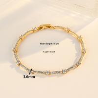 China 18K Gold Plated Square Geometric Charm Zircon Bracelet with Oval Cut Stones for Women Gift for sale